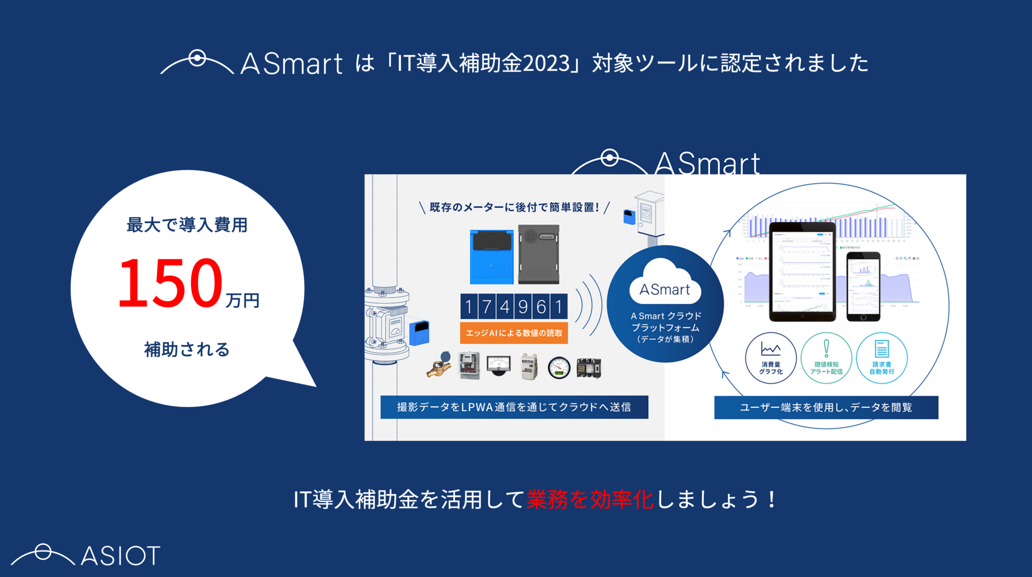 「A Smart」が「IT導入補助金2023」の補助対象として認定されました | アシオット株式会社(ASIOT)